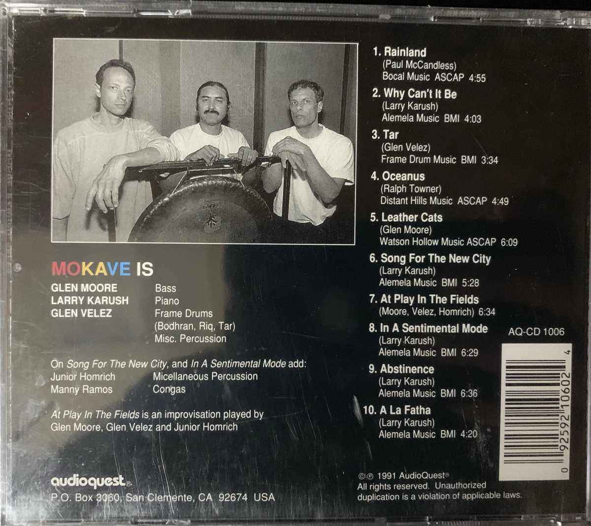 Mokave Volume 1 Glen Moore, Larry Karush, Glen Velez CD AQ-CD 1006 new ...